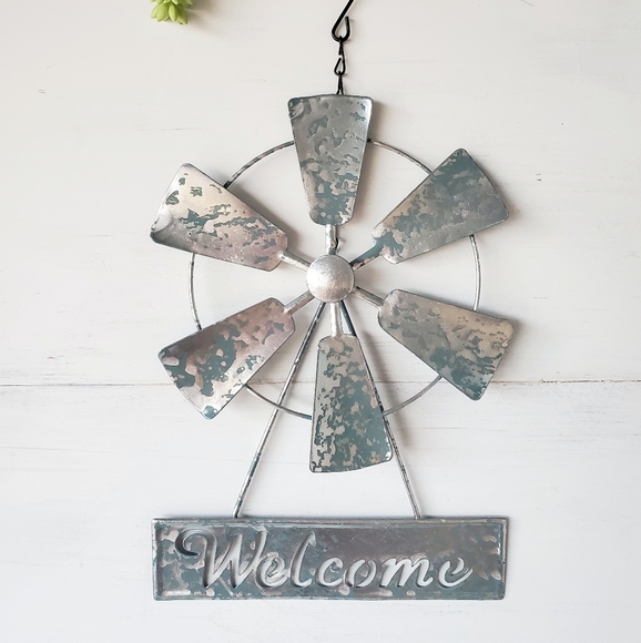 Garden Collection | Wall Decor | Spinning Farmhouse Metal Windmill Sign ...
